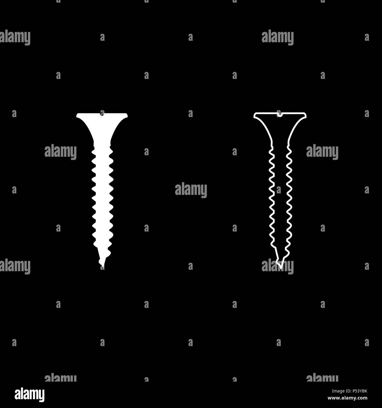 Screw icon set white color vector I flat style simple image Stock ...