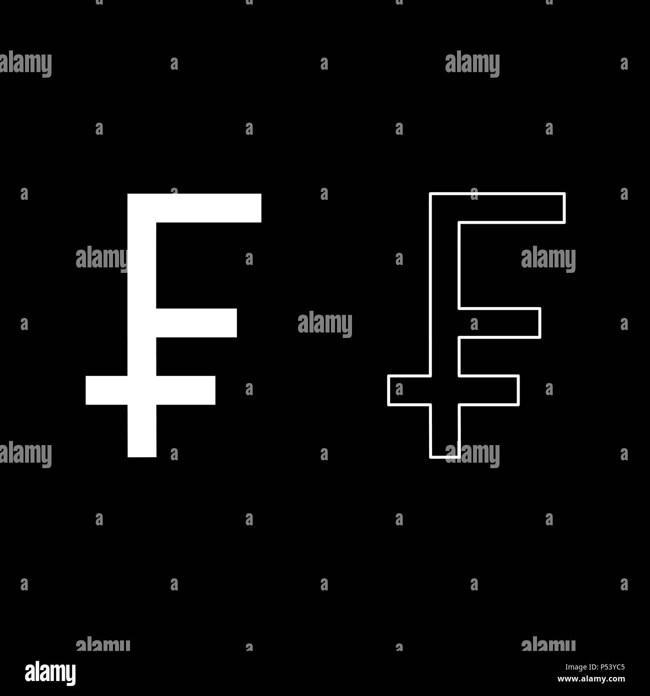 Franc symbol icon set white color vector I flat style simple image ...