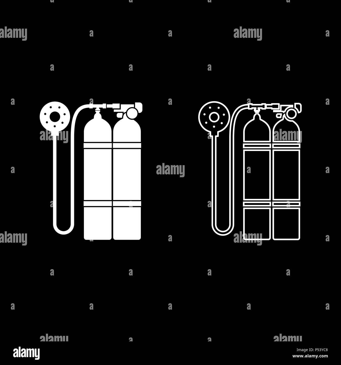 Aqualung scuba icon set white color vector I flat style simple image Stock Vector Image & Art ...