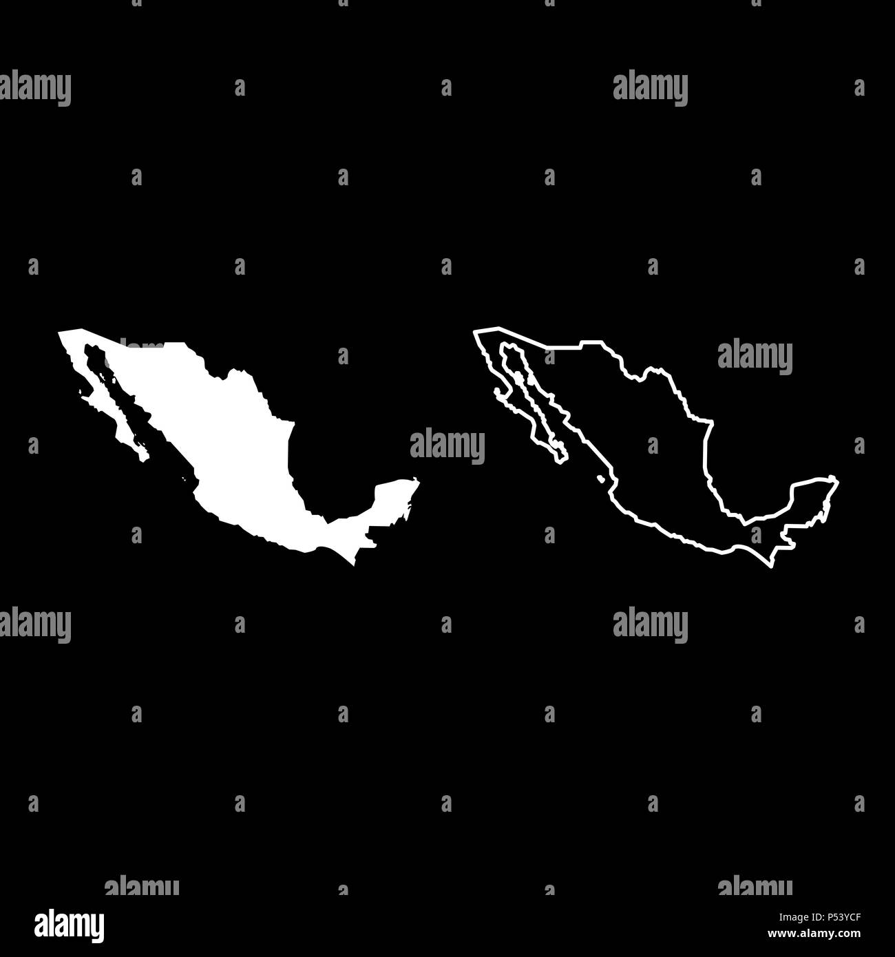 Map of Mexico icon set white color vector I flat style simple image ...