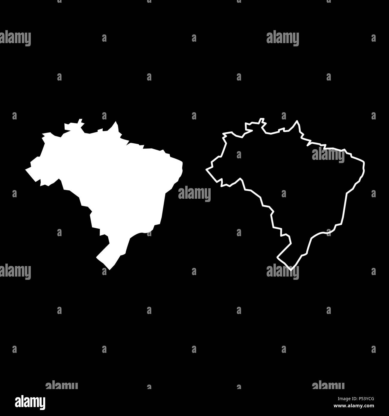 Map of Brazil icon set white color vector I flat style simple image ...