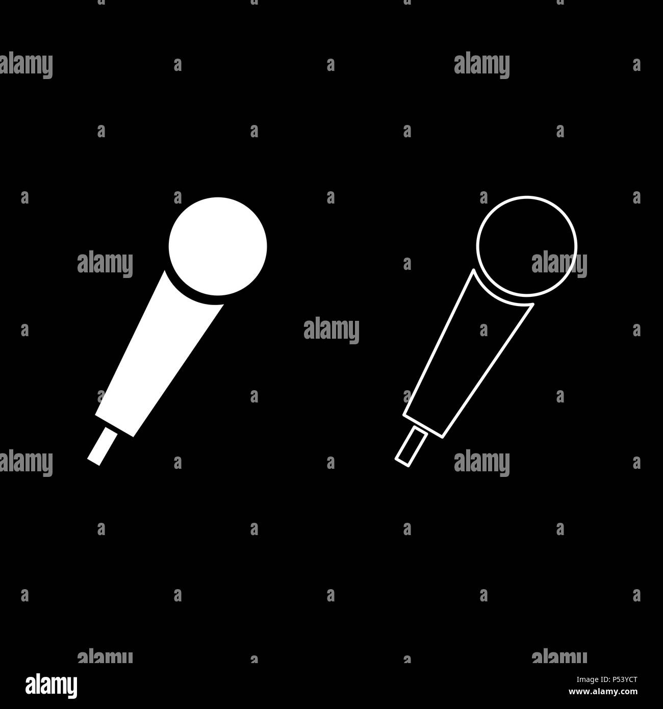 Hand microphone icon set white color vector I flat style simple image ...