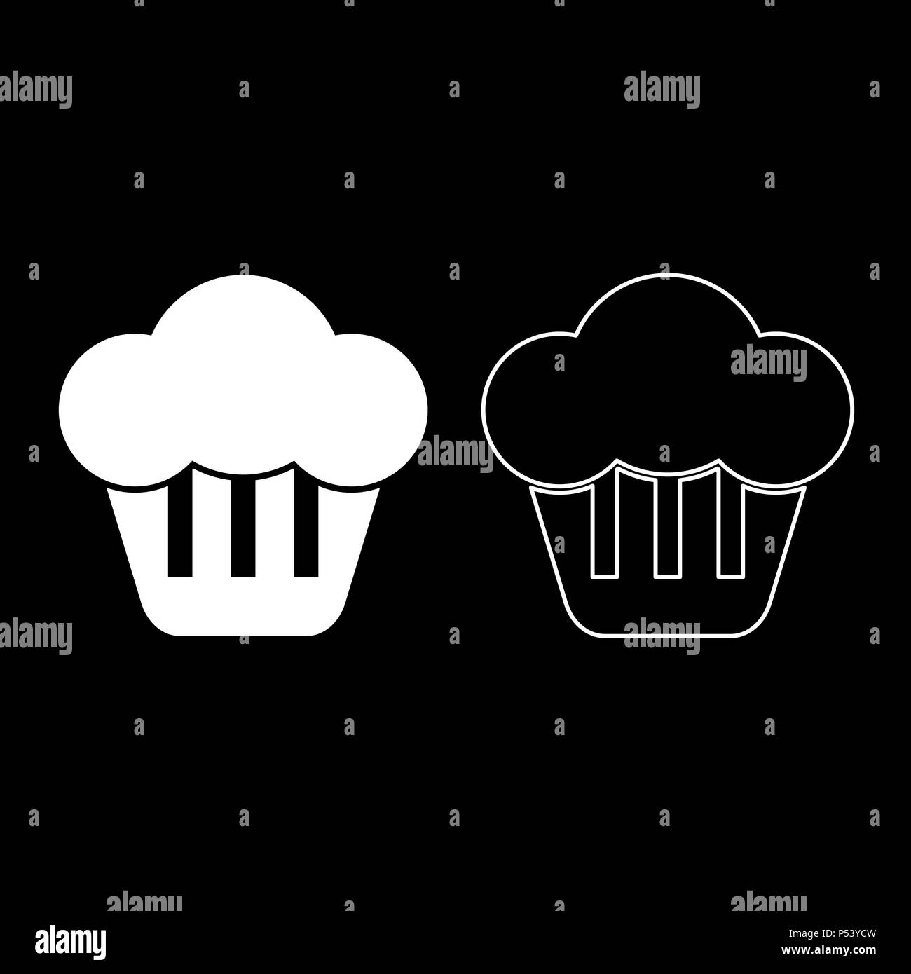 Cupcake icon set white color vector I flat style simple image Stock ...