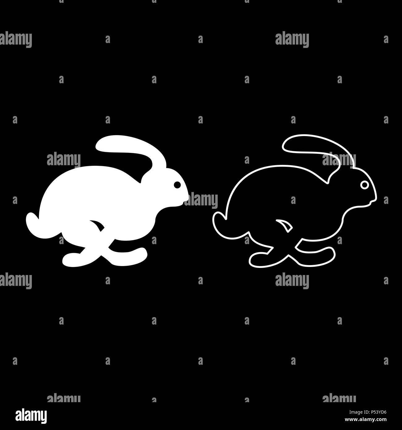 Rabbit hare concept speed icon set white color vector I flat style ...