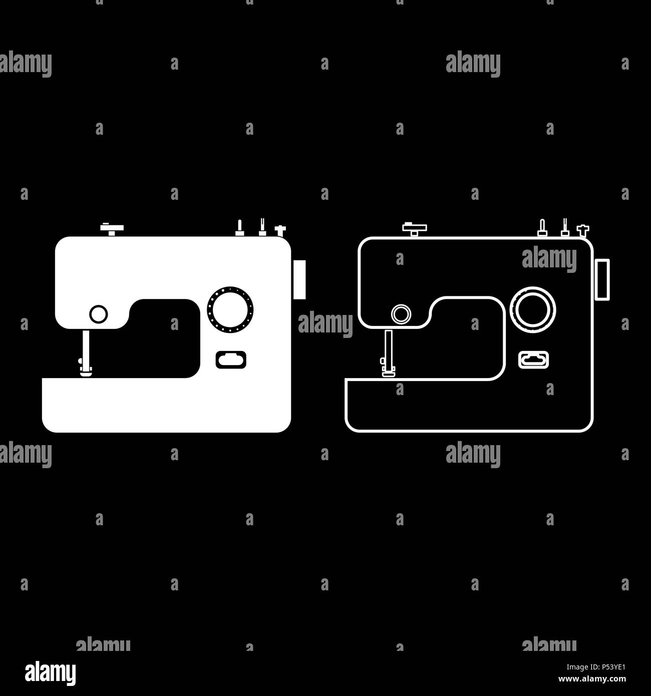 Sewing machine icon set white color vector I flat style simple image ...