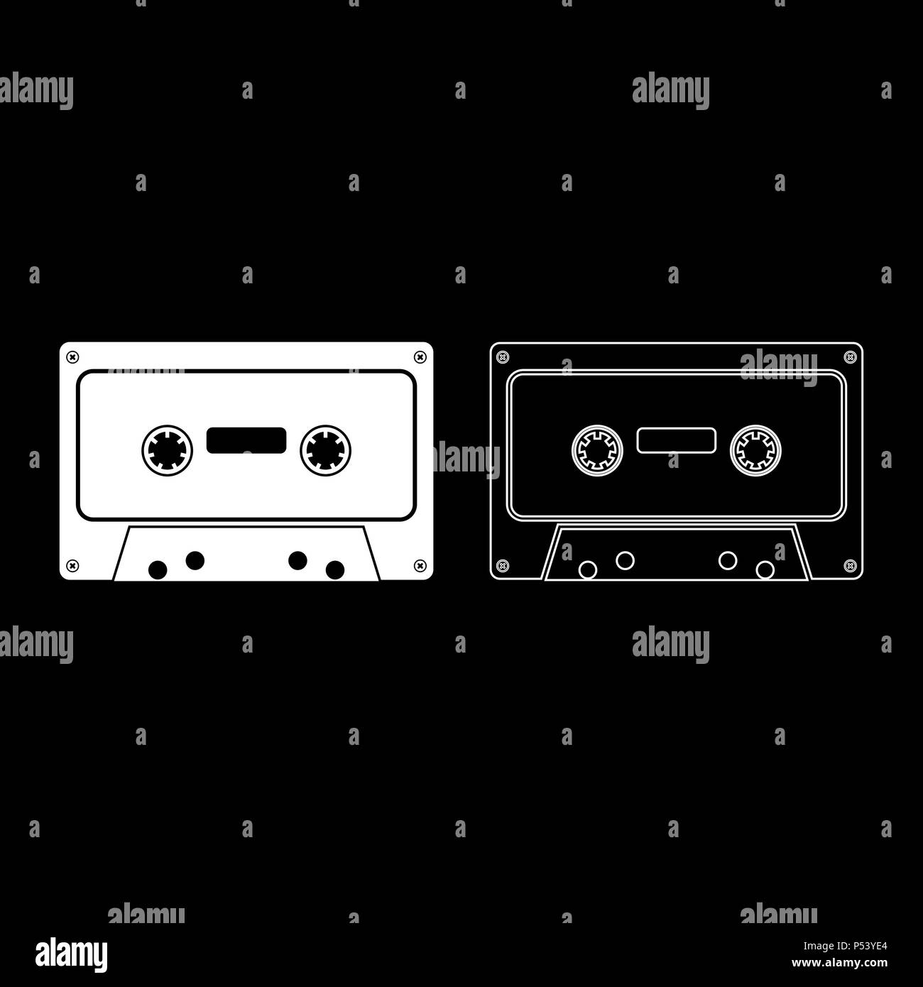 Retro audio cassette icon set white color vector I flat style simple ...