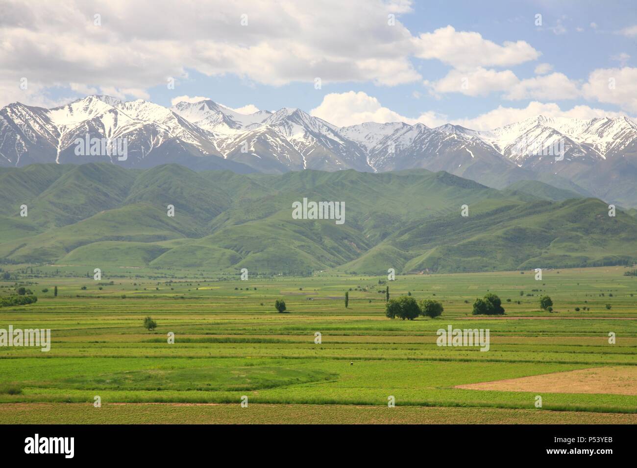 The beautiful scenic in Bishkek with the Tian Shan mountains of ...