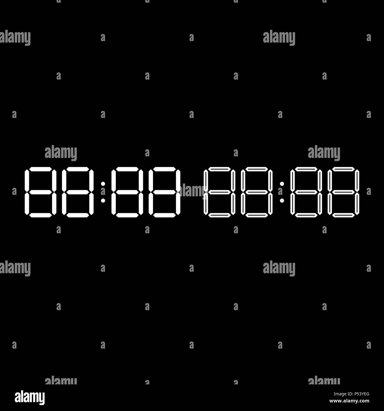 Digital clock face icon set white color vector I flat style simple ...