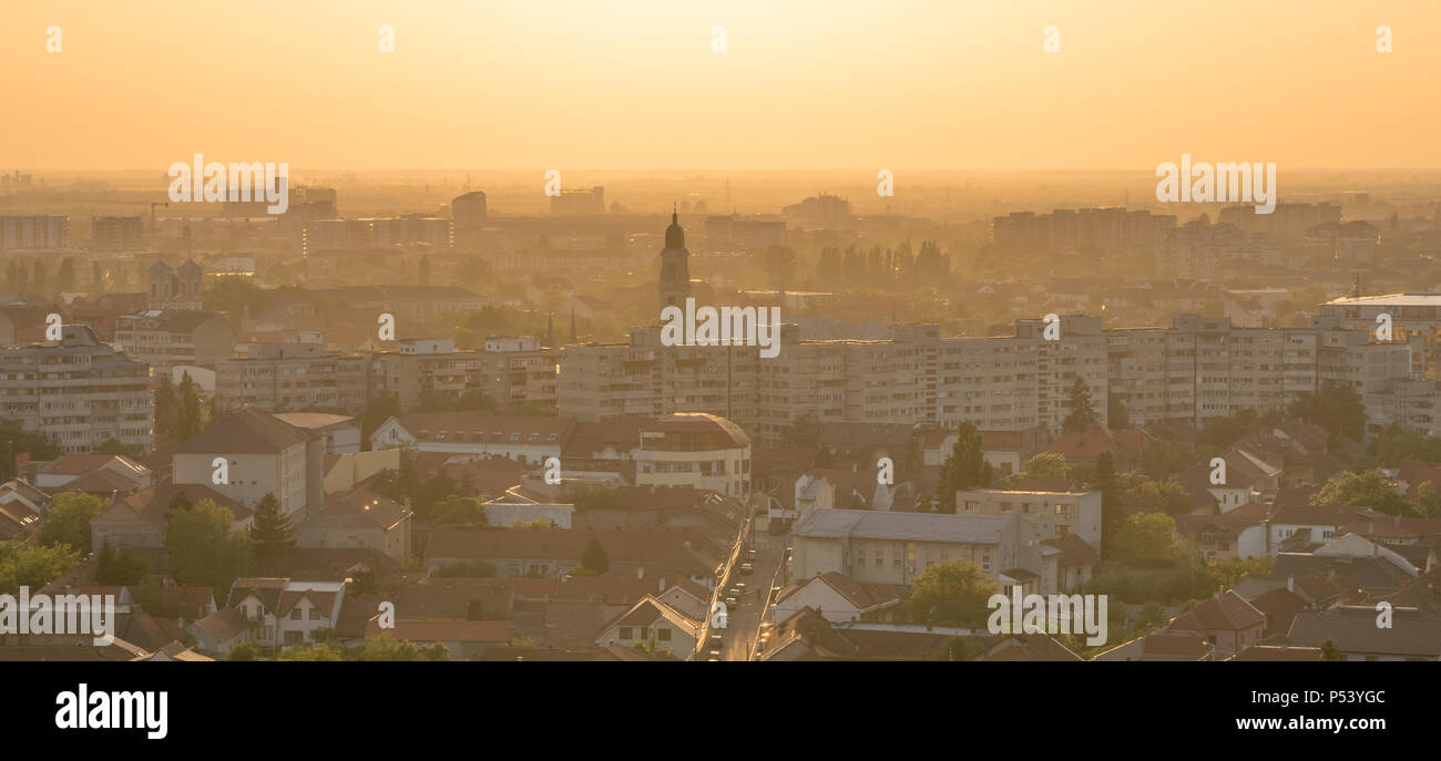 Oradea city viewed from above at sunset, Romania Stock Photo - Alamy