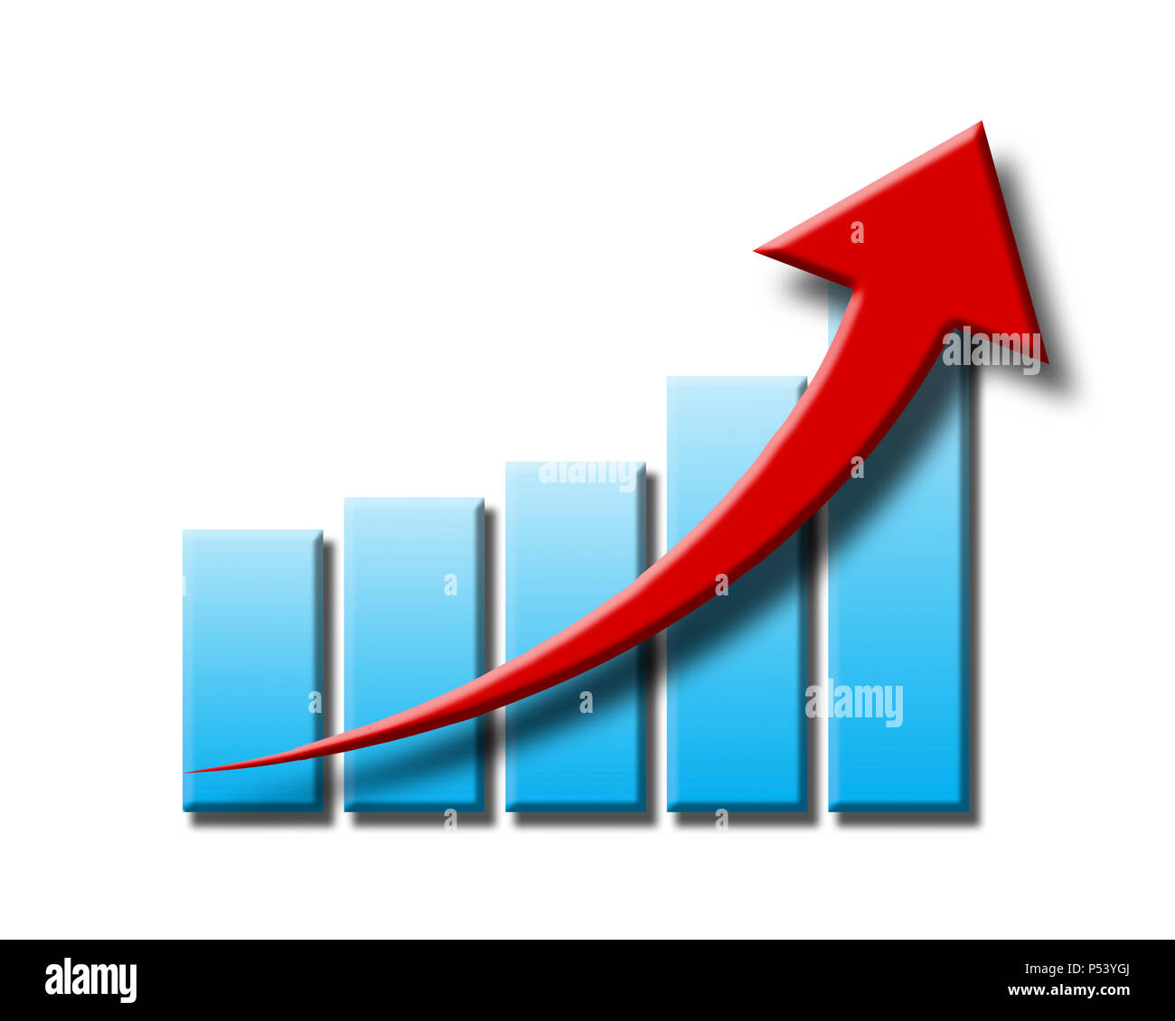 large chart and arrow on a white background in progress Stock Photo - Alamy