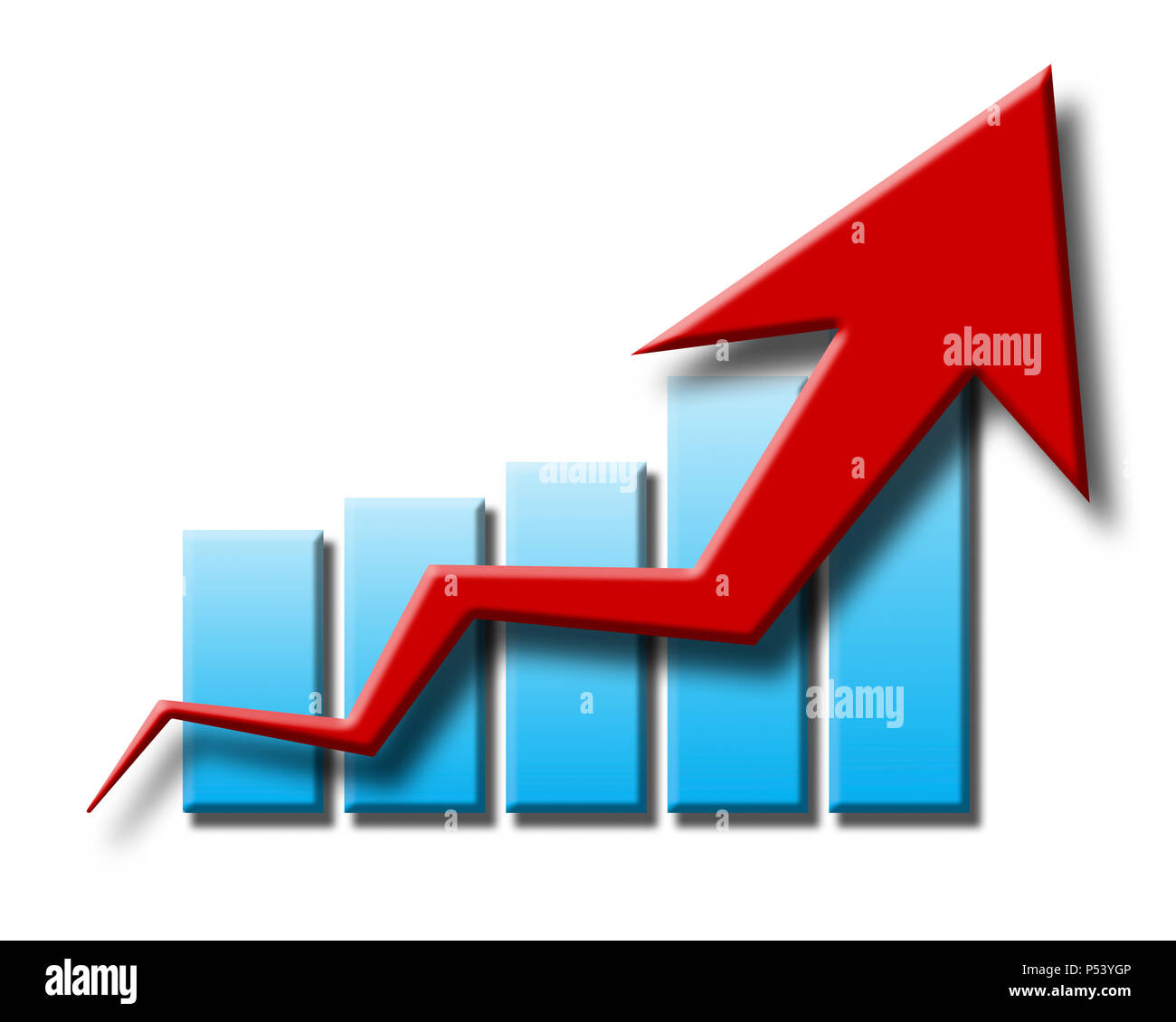 large chart and arrow on a white background in progress Stock Photo - Alamy