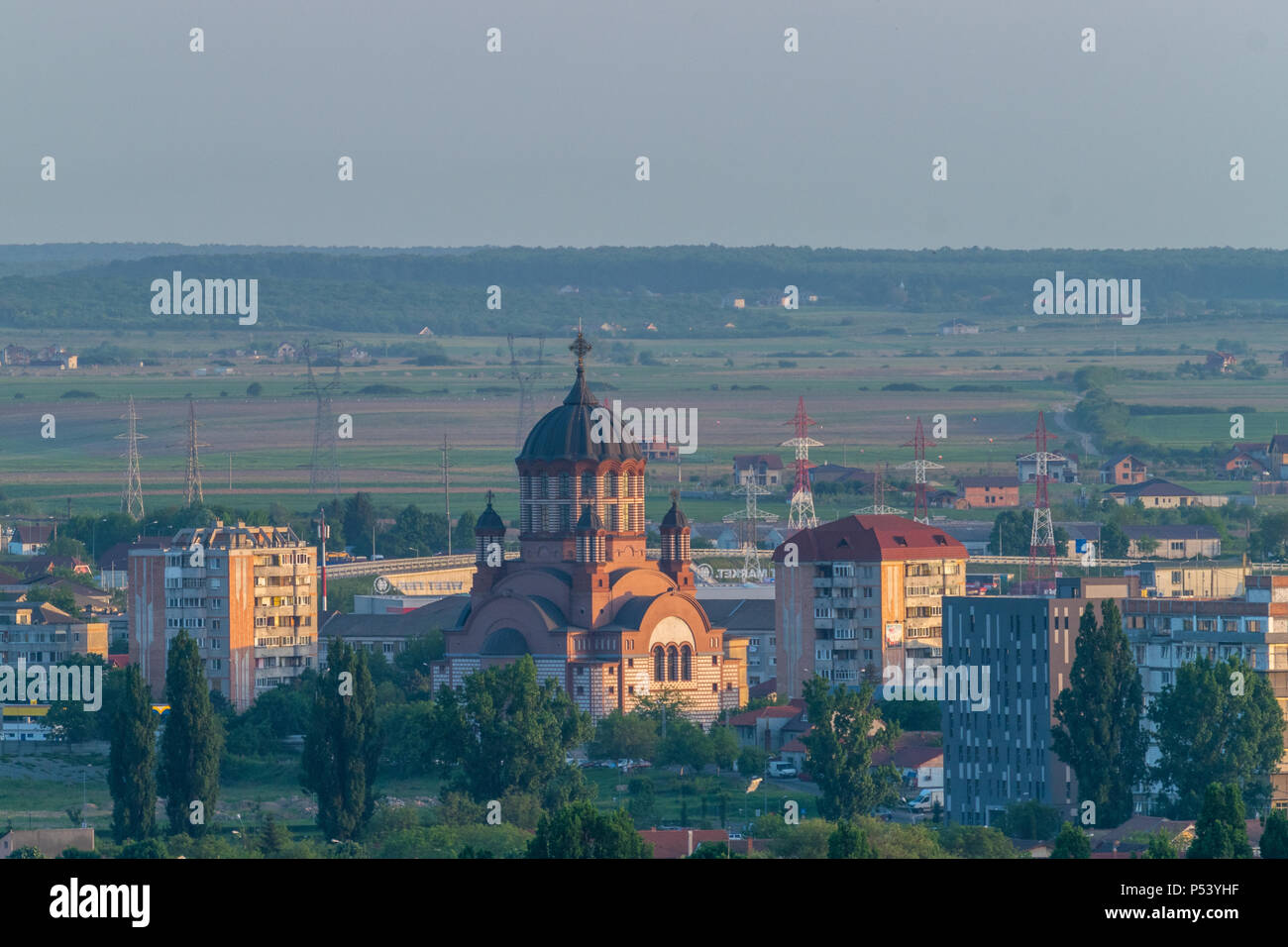 Oradea city viewed from above at sunset, Romania Stock Photo - Alamy