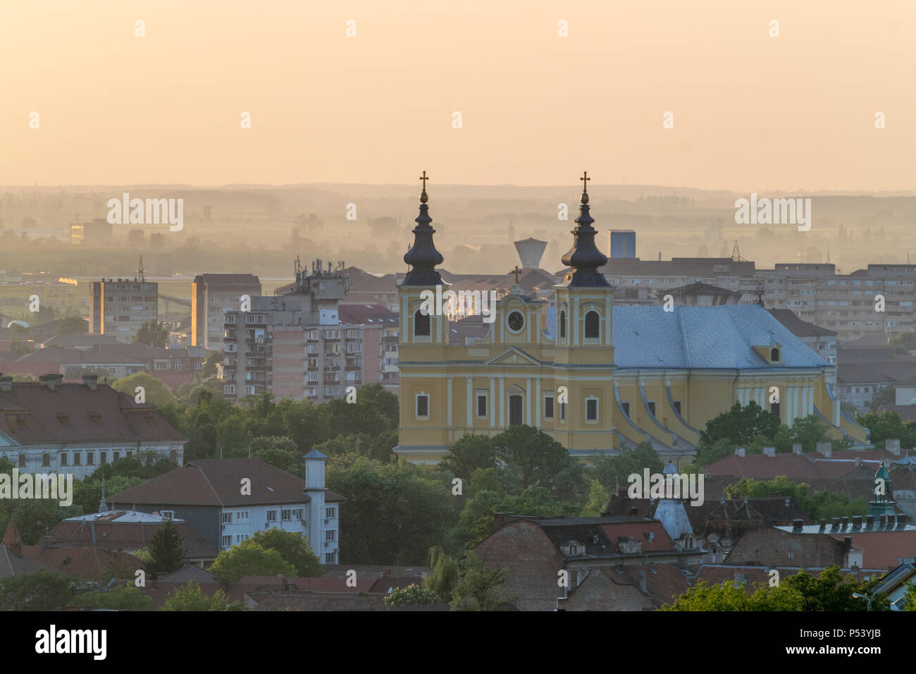 Oradea city viewed from above at sunset, Romania Stock Photo - Alamy