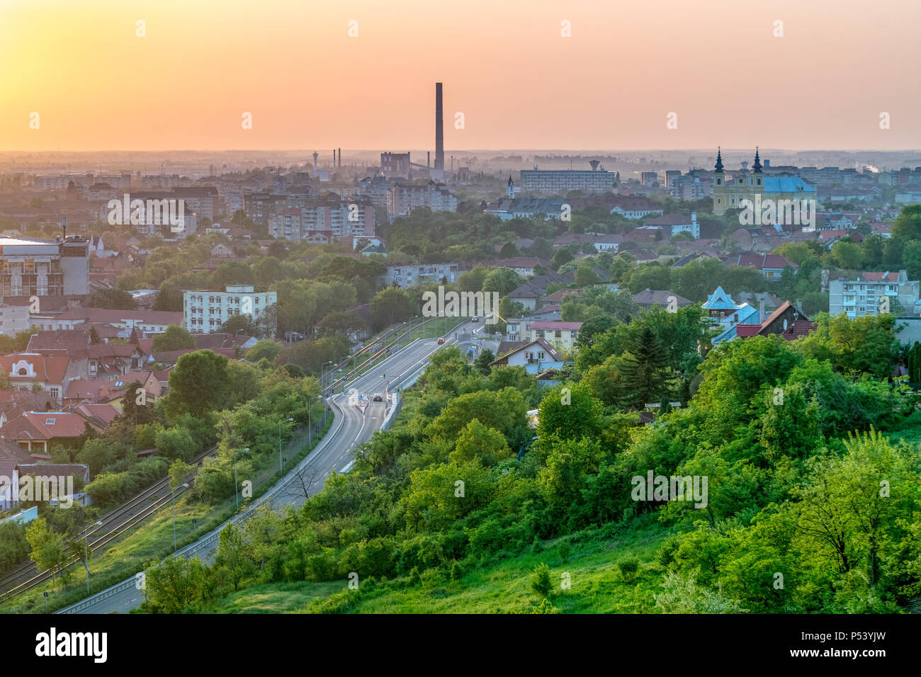 Oradea city viewed from above at sunset, Romania Stock Photo - Alamy