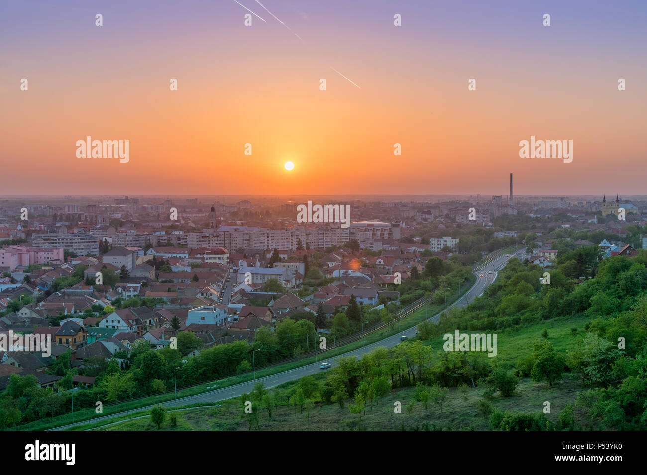 Oradea city viewed from above at sunset, Romania Stock Photo - Alamy