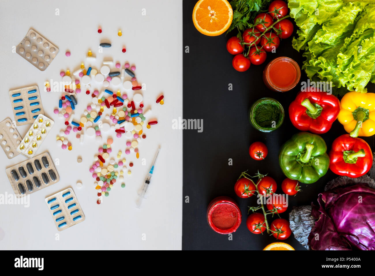 The choice between a healthy lifestyle and medications vegetables or ...