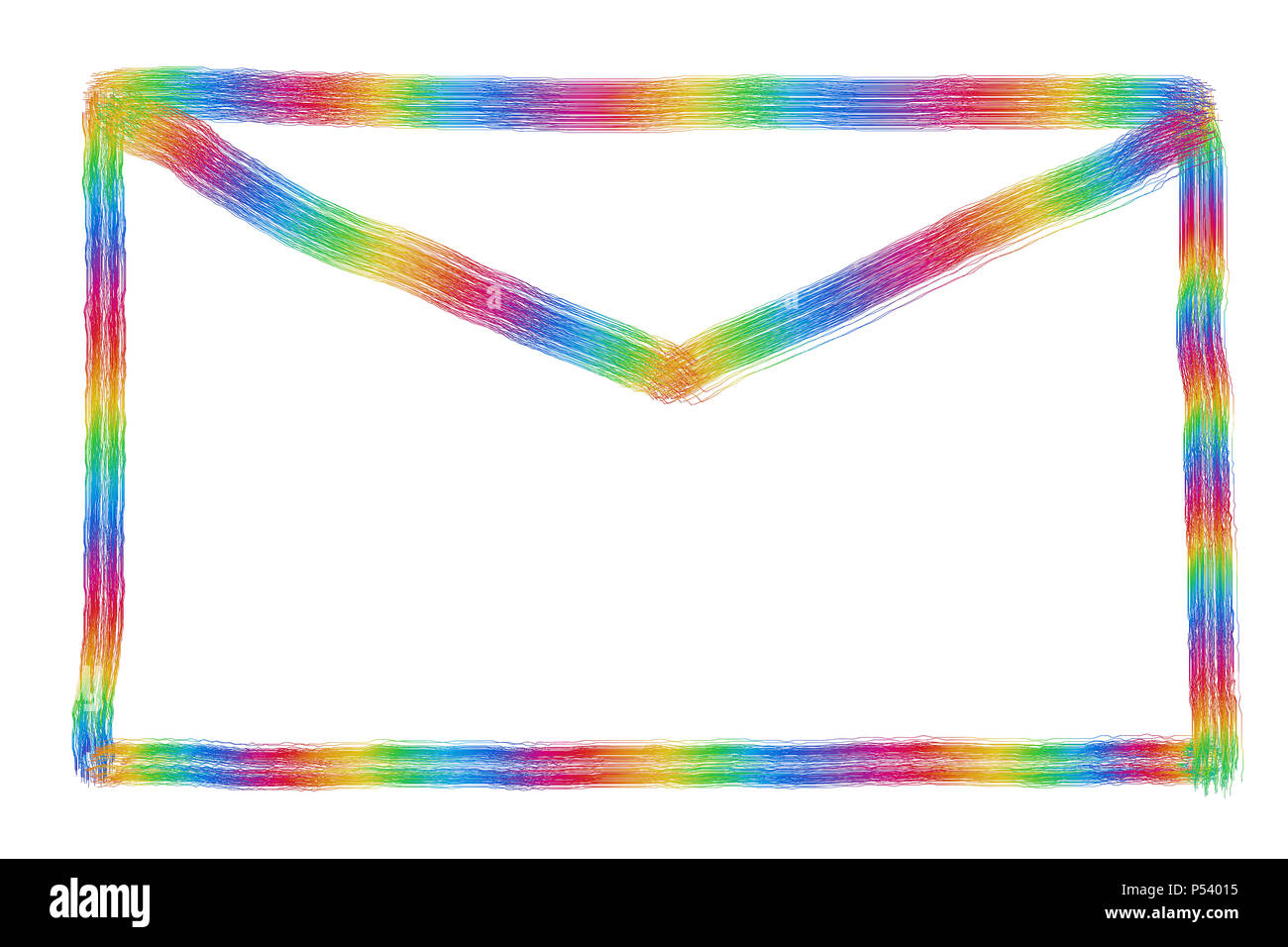 hand drawn colourful mail envelope illustration on a white background ...