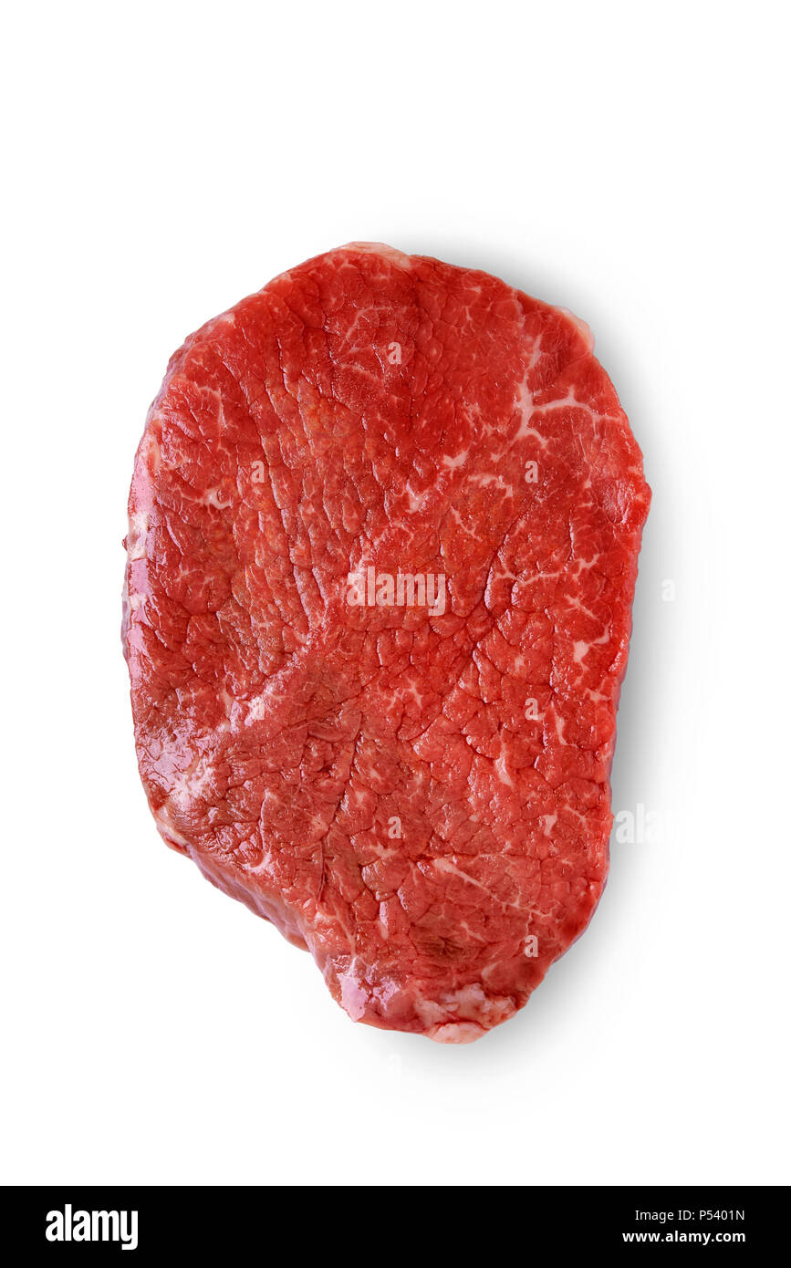 raw beef. top view. isolated on white background Stock Photo - Alamy