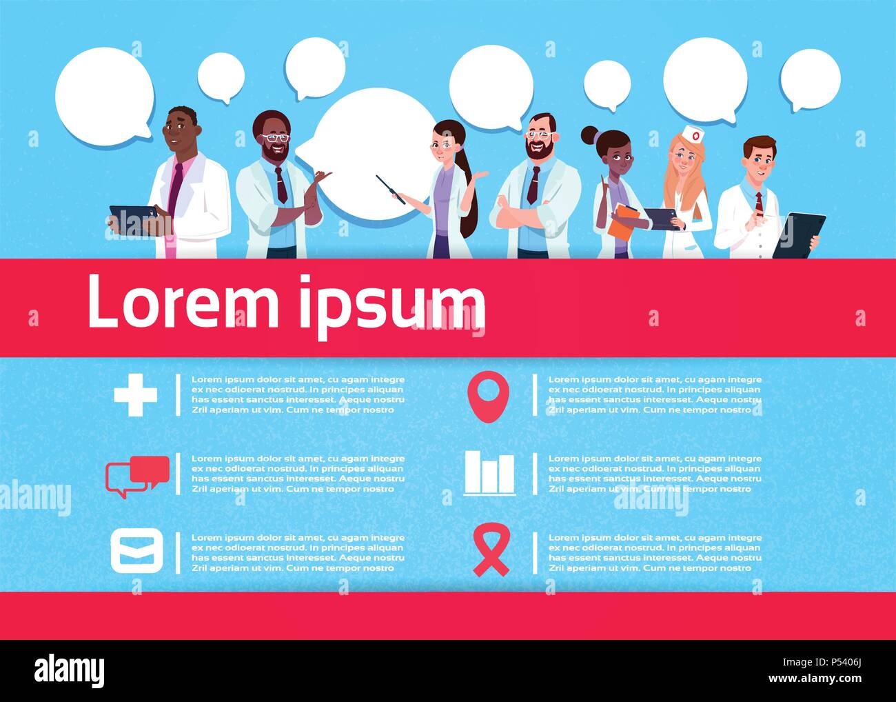 creative infographic mixrace doctor chat communication hospital medical ...