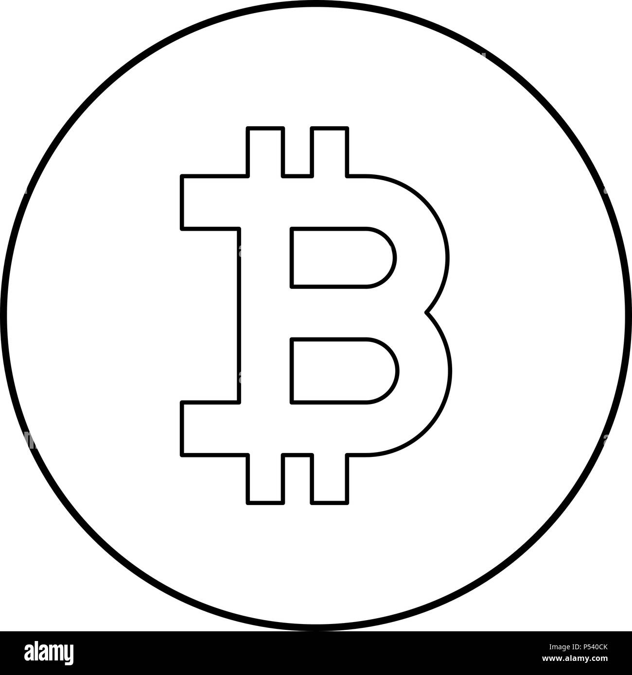 Bitcoin icon black color in circle round outline Stock Vector Image ...