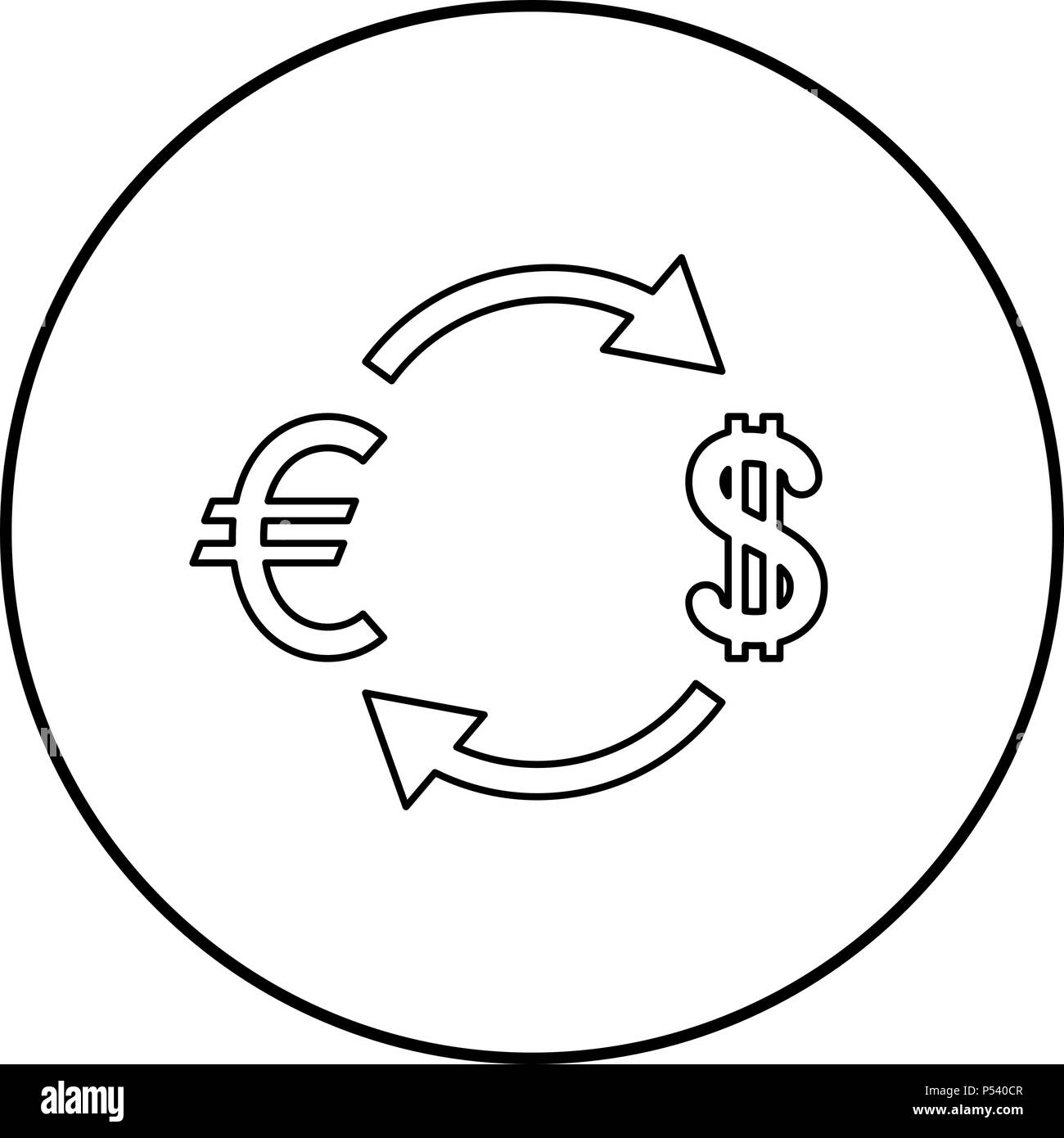 Currency exchange icon black color in circle round outline Stock Vector ...