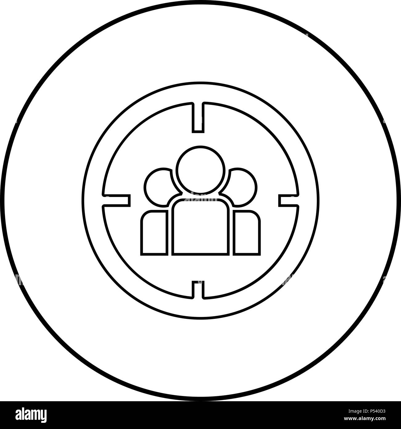 People in target or target audience icon black color in circle round ...