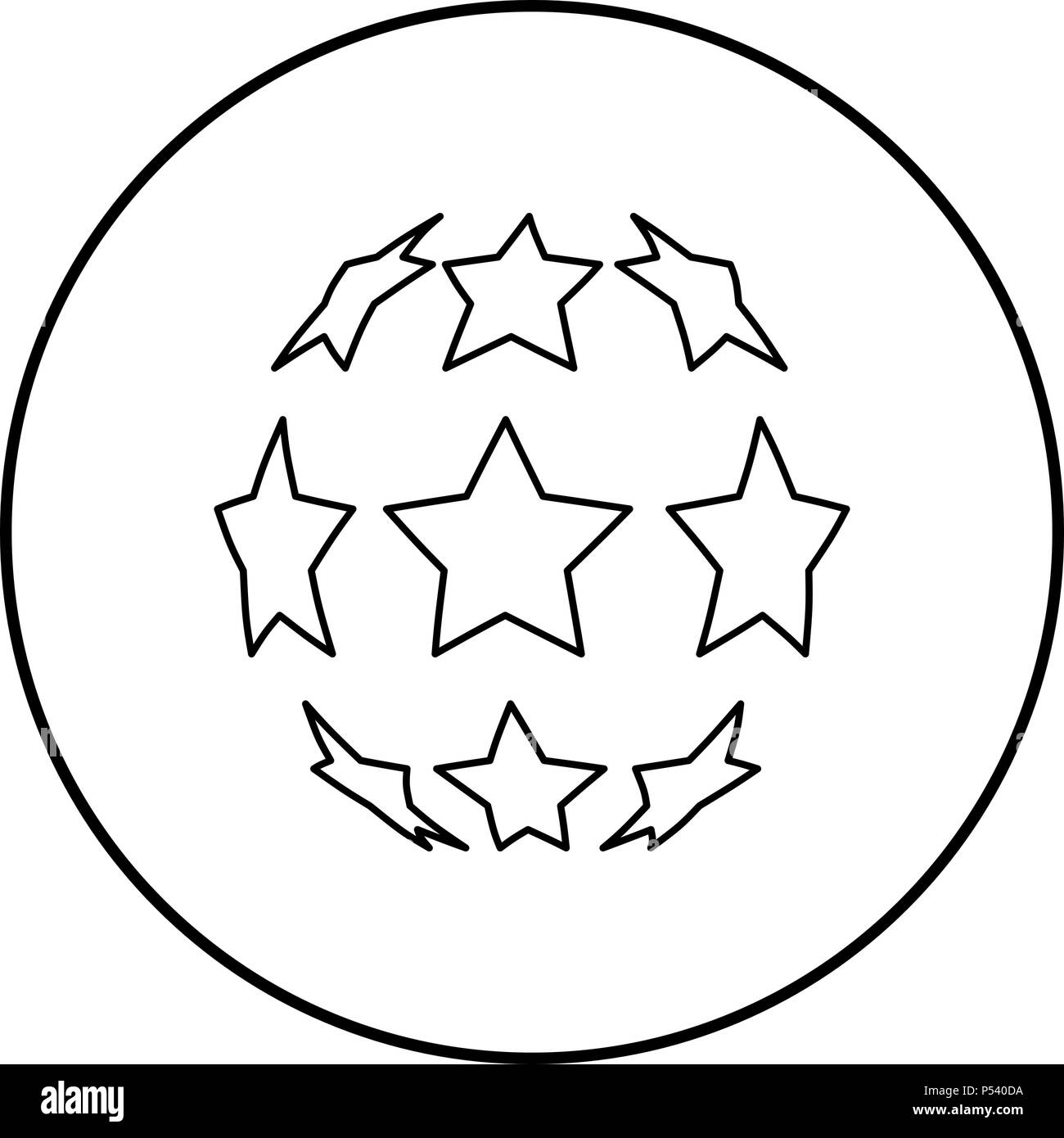 Stars in shape of soccer ball icon black color in circle round outline ...