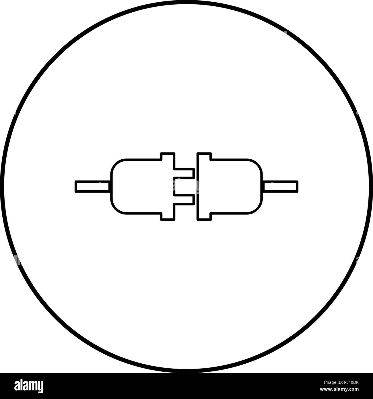Socket and plug icon black color in circle round outline Stock Vector ...