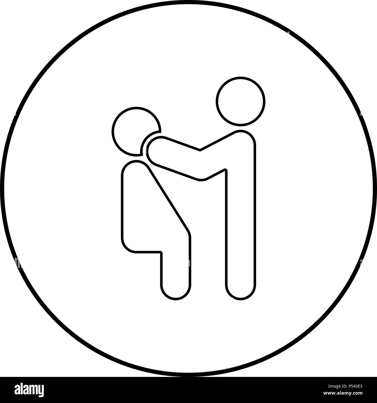 Doctor examines patient icon black color in circle round outline Stock ...