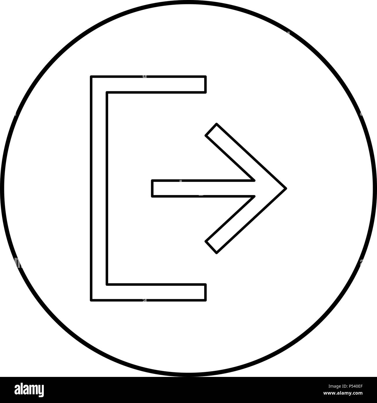 Symbol exit icon black color in circle round outline Stock Vector Image ...