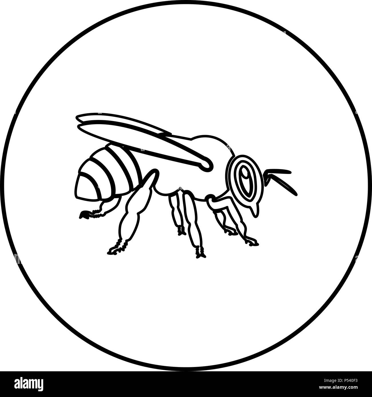 Bee icon black color in circle round outline Stock Vector Image & Art ...