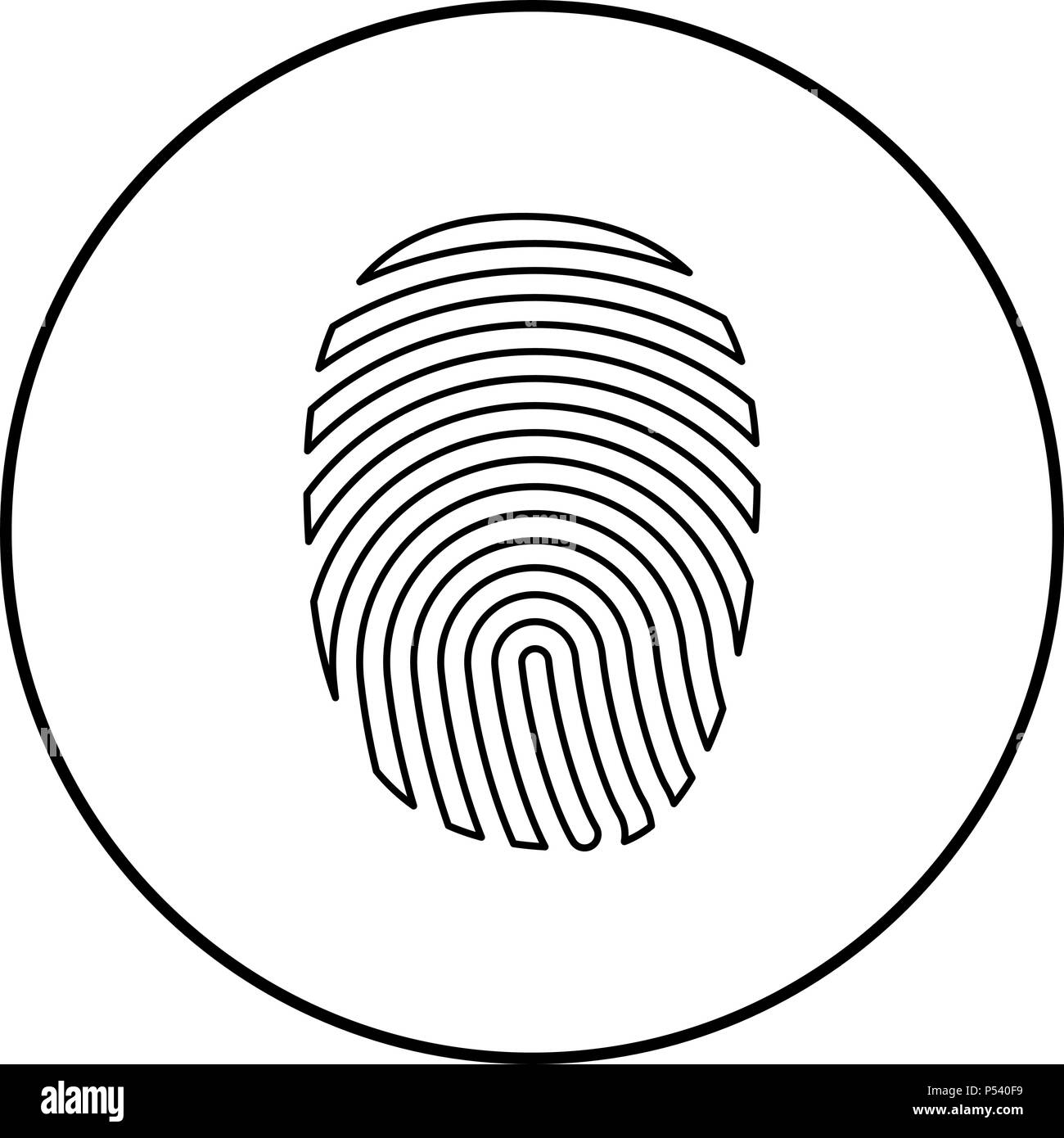 Fingerprint icon black color in circle round outline Stock Vector Image ...