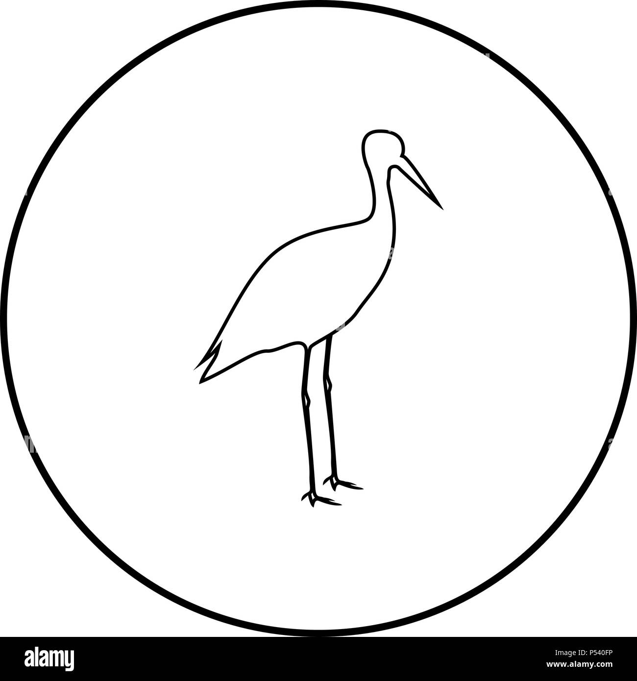 Stork ciconia icon black color in circle round outline Stock Vector ...