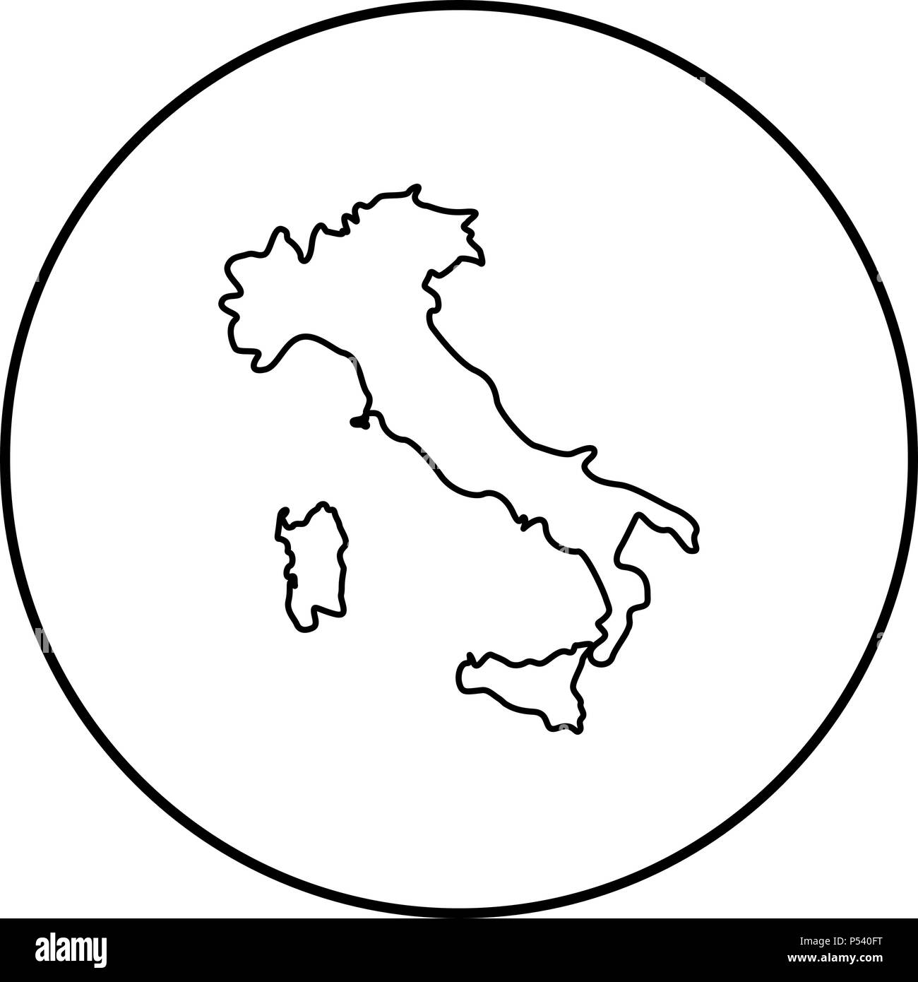 Map of Italy icon black color in circle round outline Stock Vector ...