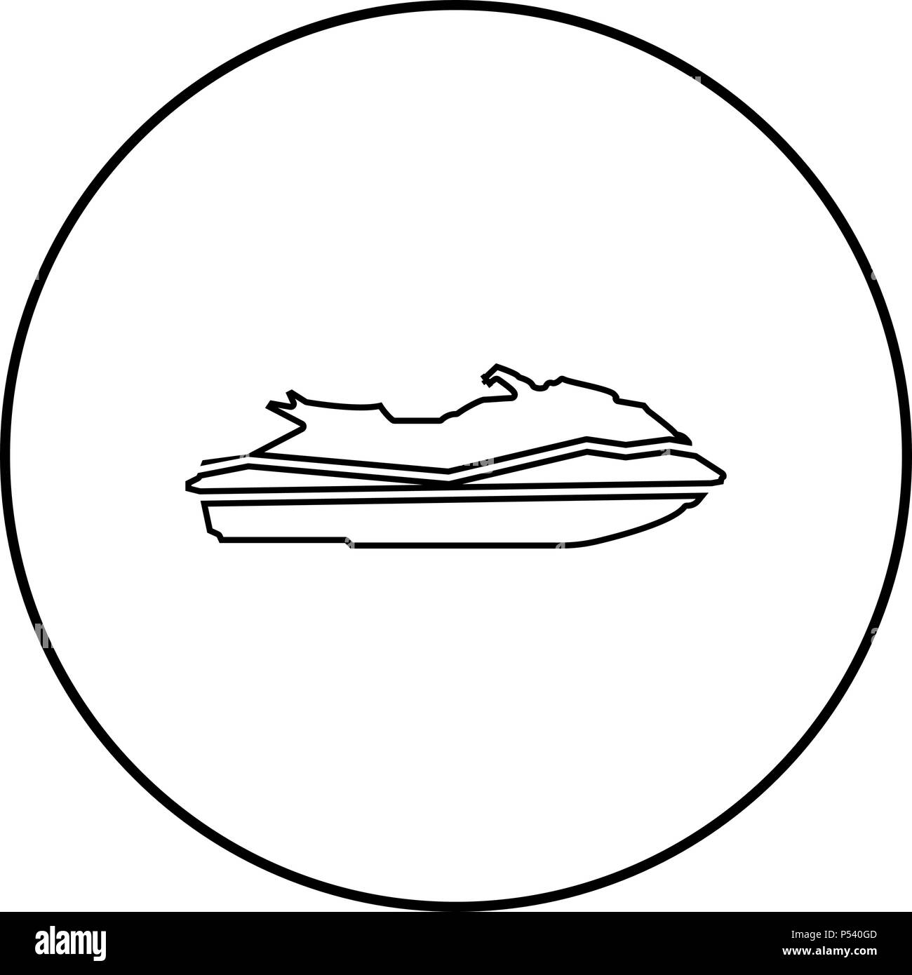 Waverunner icon black color in circle round outline Stock Vector Image ...