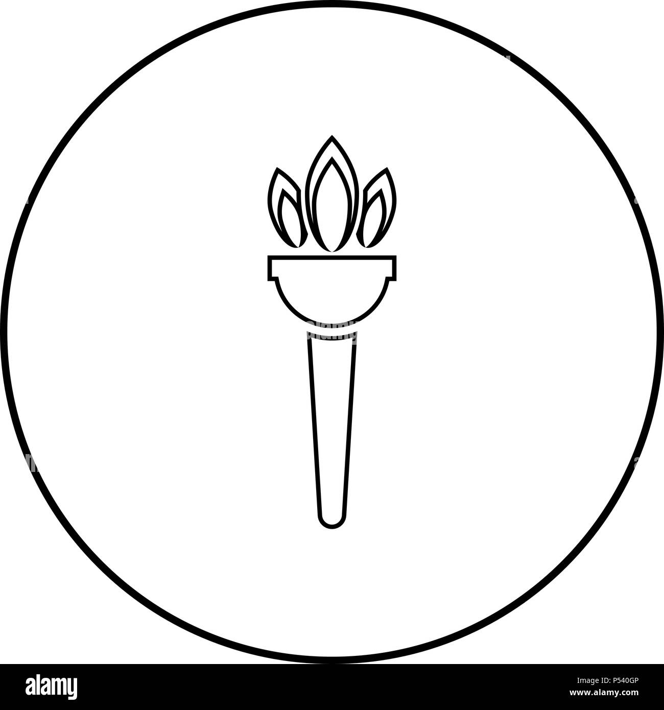 Torch flambeau icon black color in circle round outline Stock Vector ...