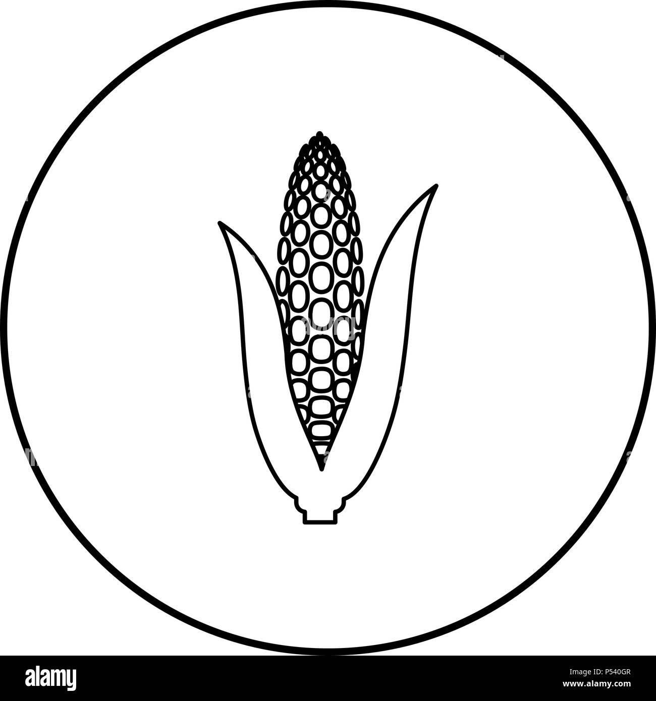 Maize icon black color in circle round outline Stock Vector Image & Art ...