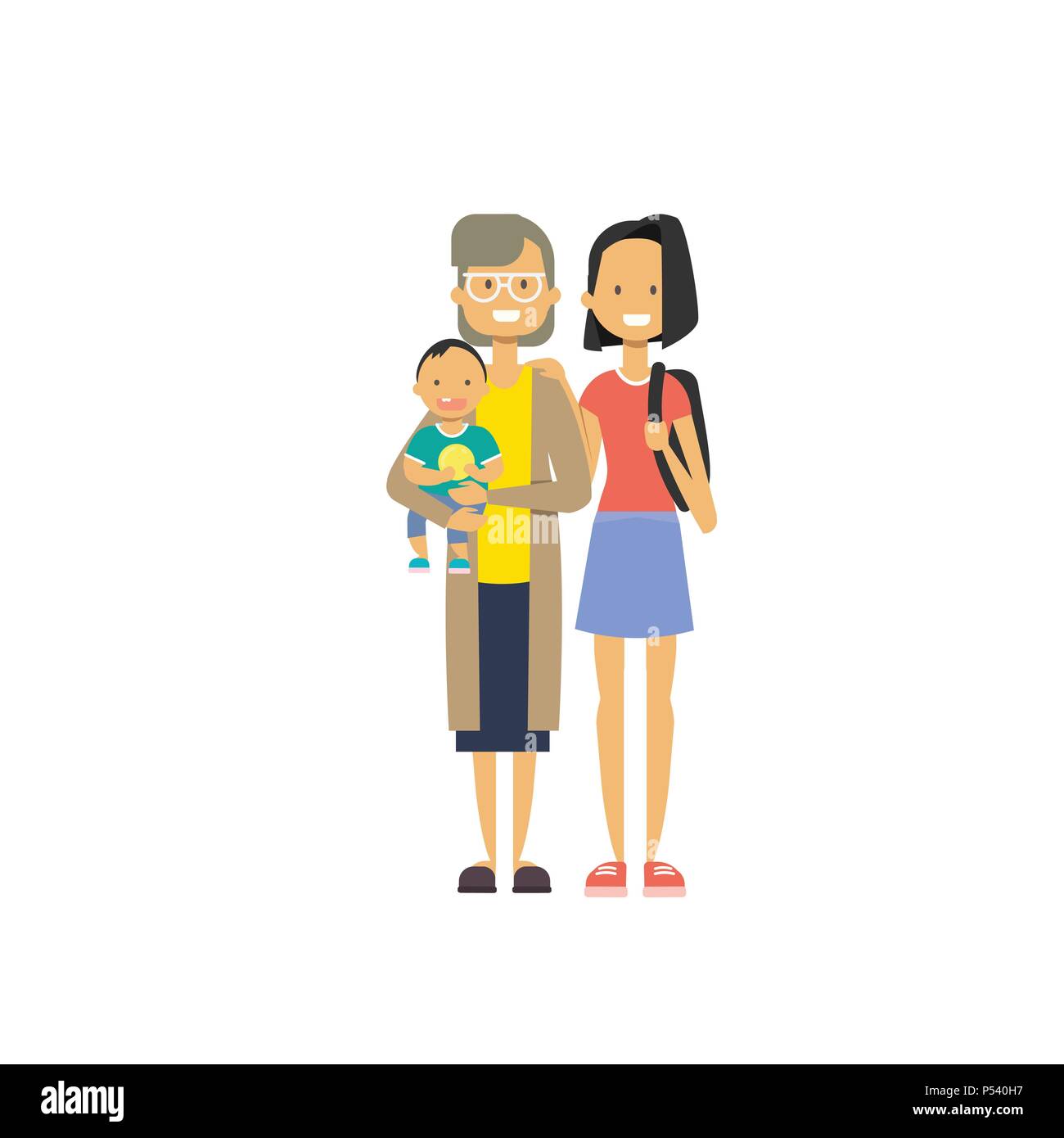 mother and children on white background, tree of genus happy family ...