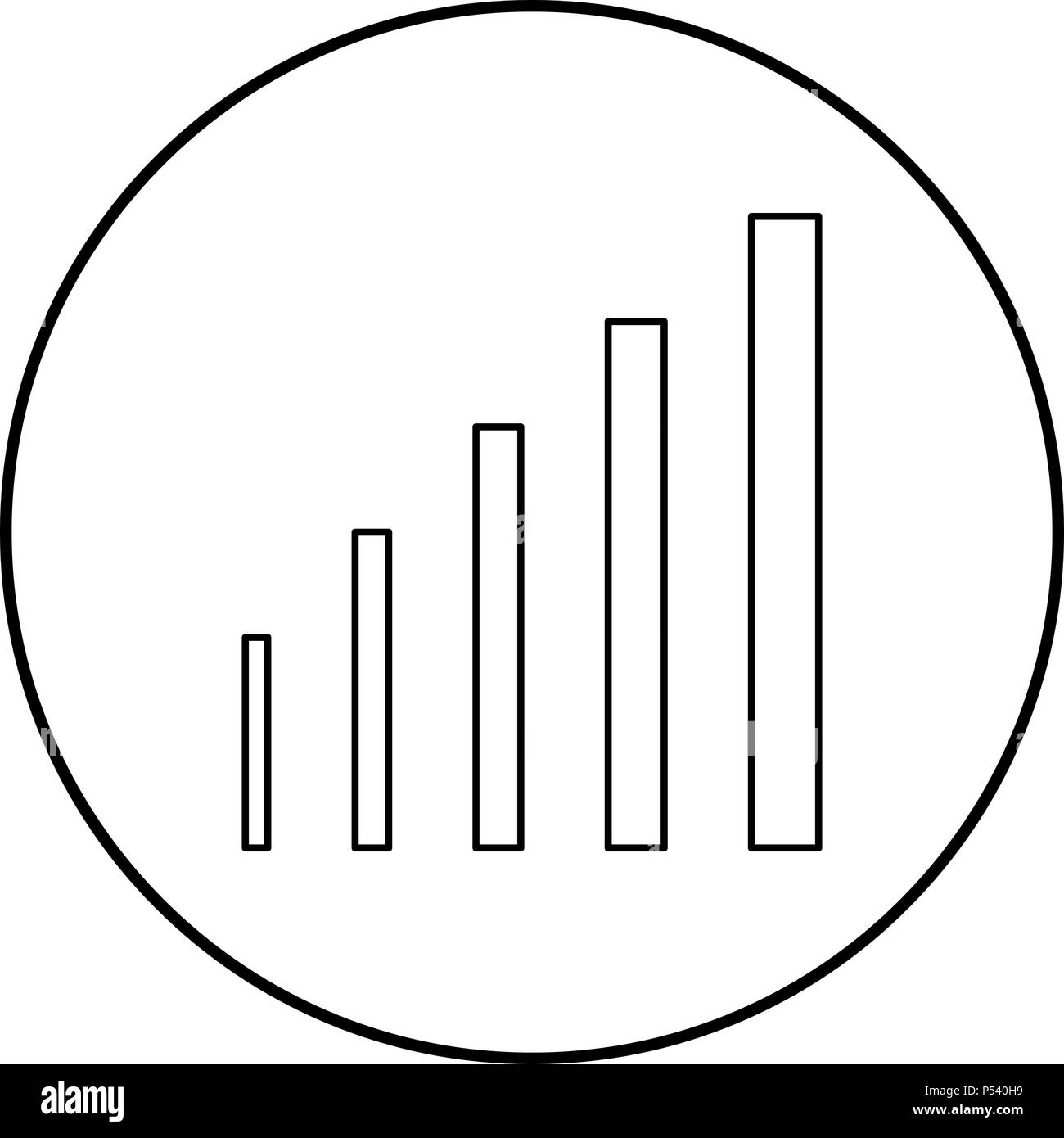 Growth chart icon black color in circle round outline Stock Vector ...