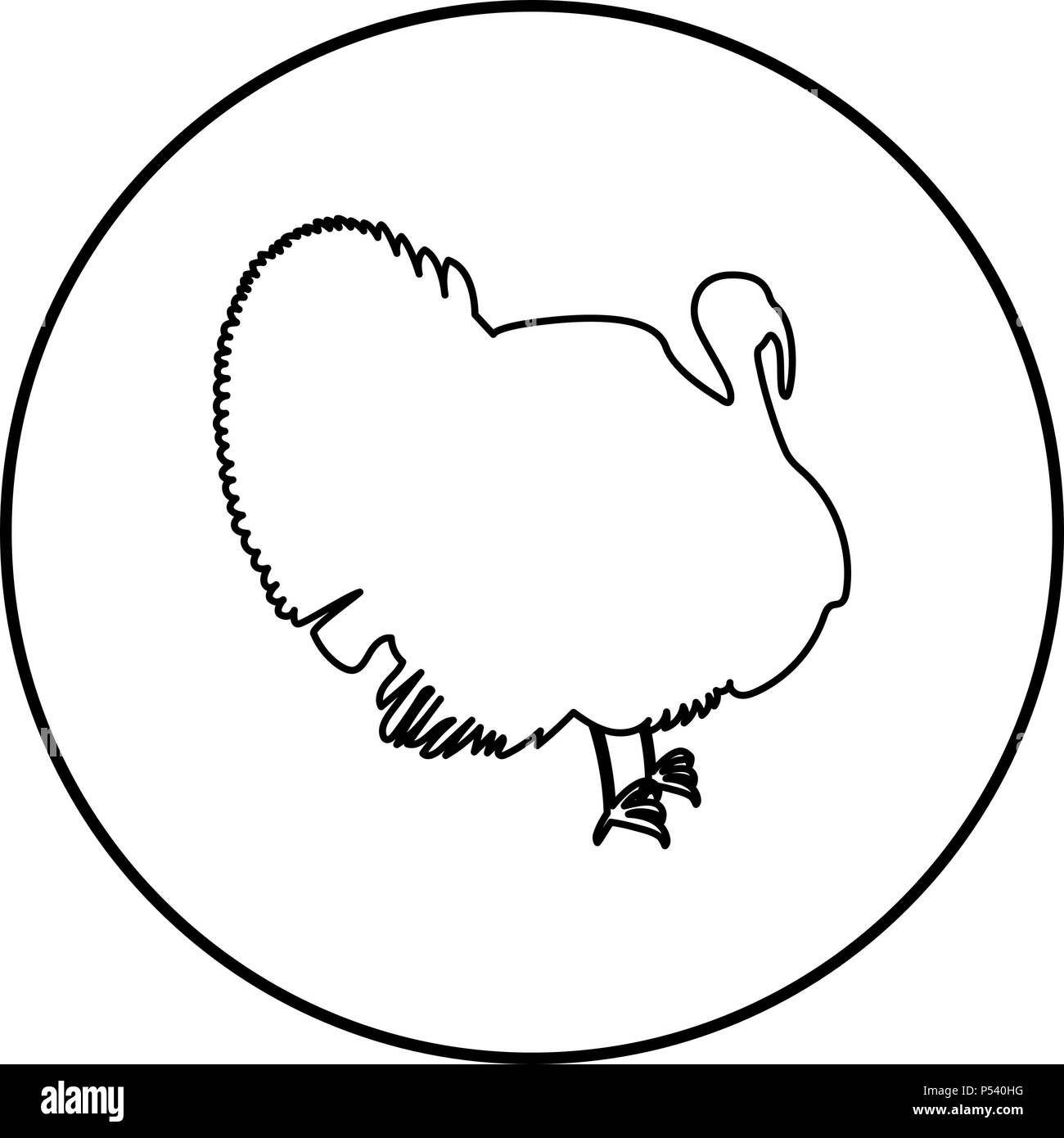 Turkey icon black color in circle round outline Stock Vector Image ...