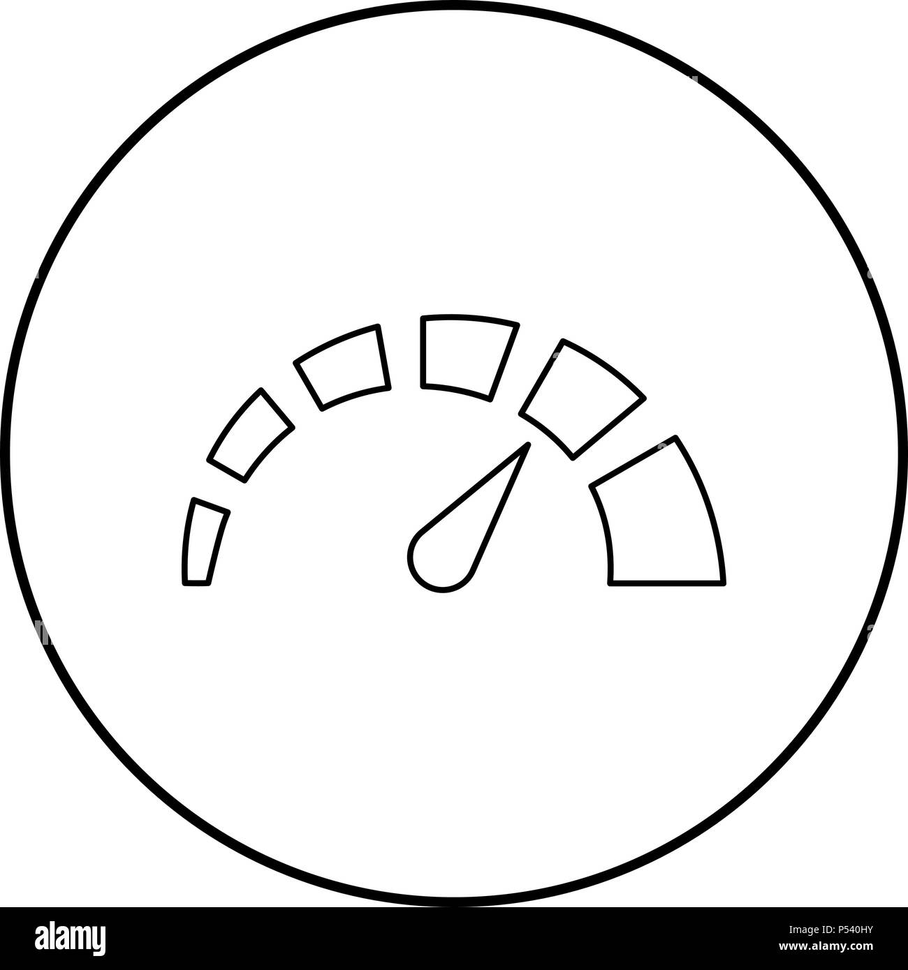 Speedometer icon black color in circle round outline Stock Vector Image ...