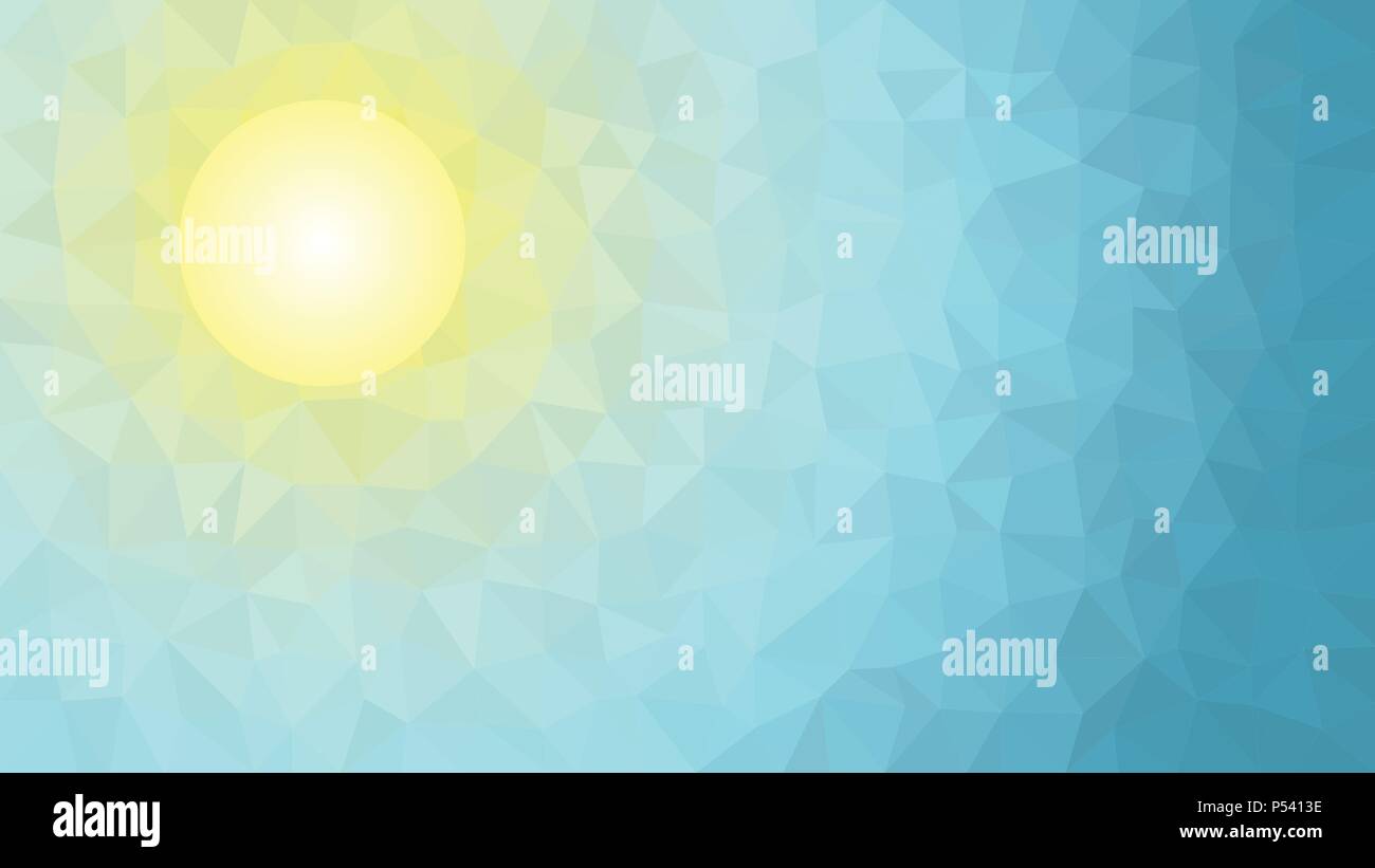 Sun and sky low poly vector gradient texture. Colorful polygonal ...