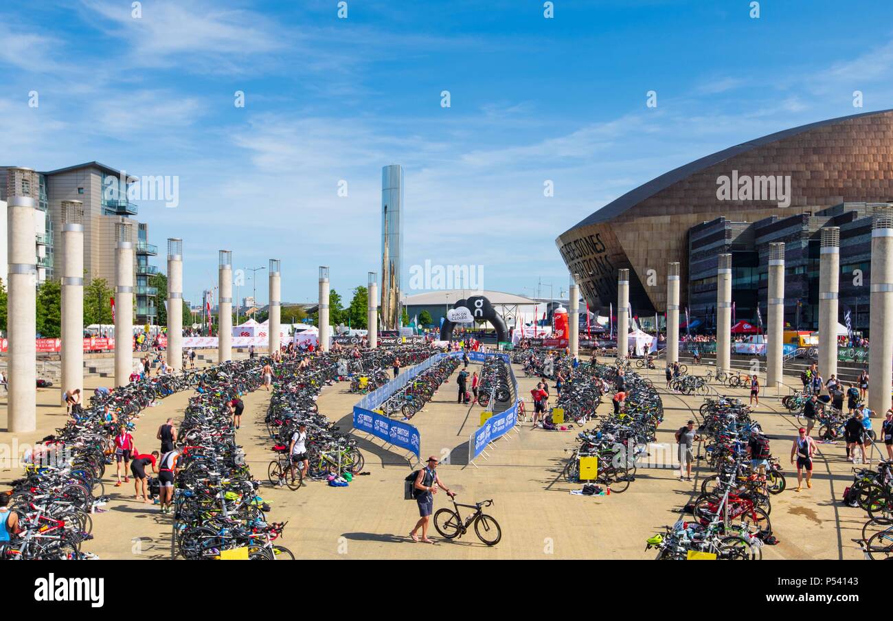 A general view of Roald Dahl Plass in Cardiff, Wales, UK, during the ...