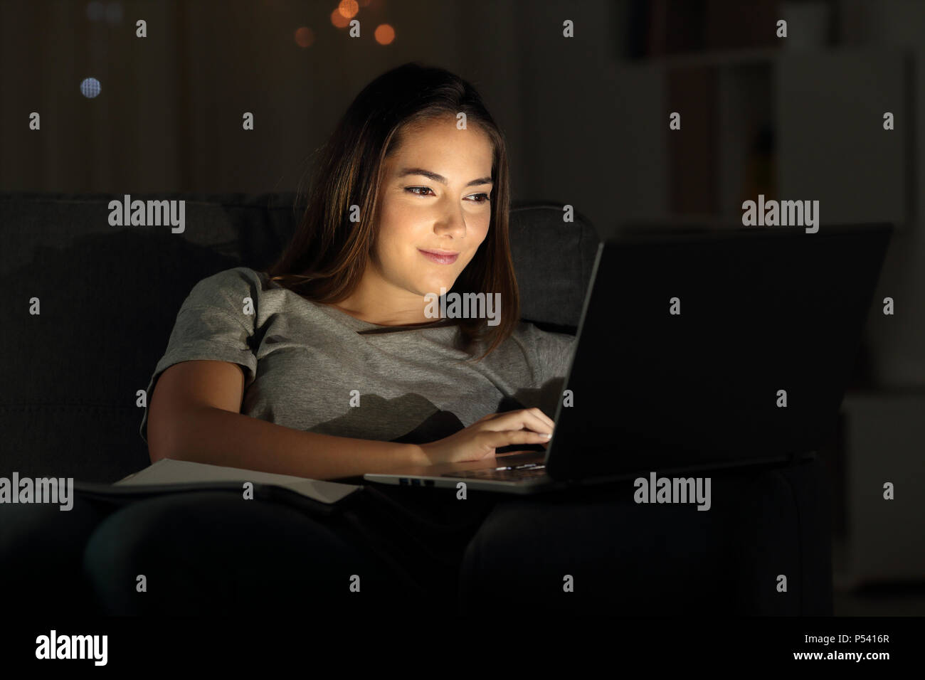 Sofa night laptop hi-res stock photography and images - Alamy