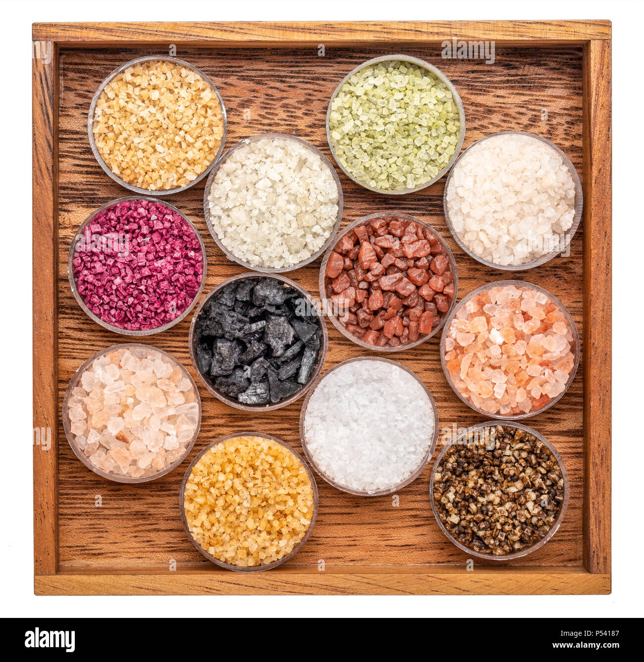 colection of colorful sea salts from different parts of the world, top ...