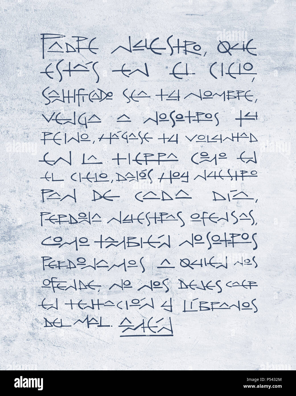 Hand drawn illustration or drawing of the Our Father prayer in spanish ...