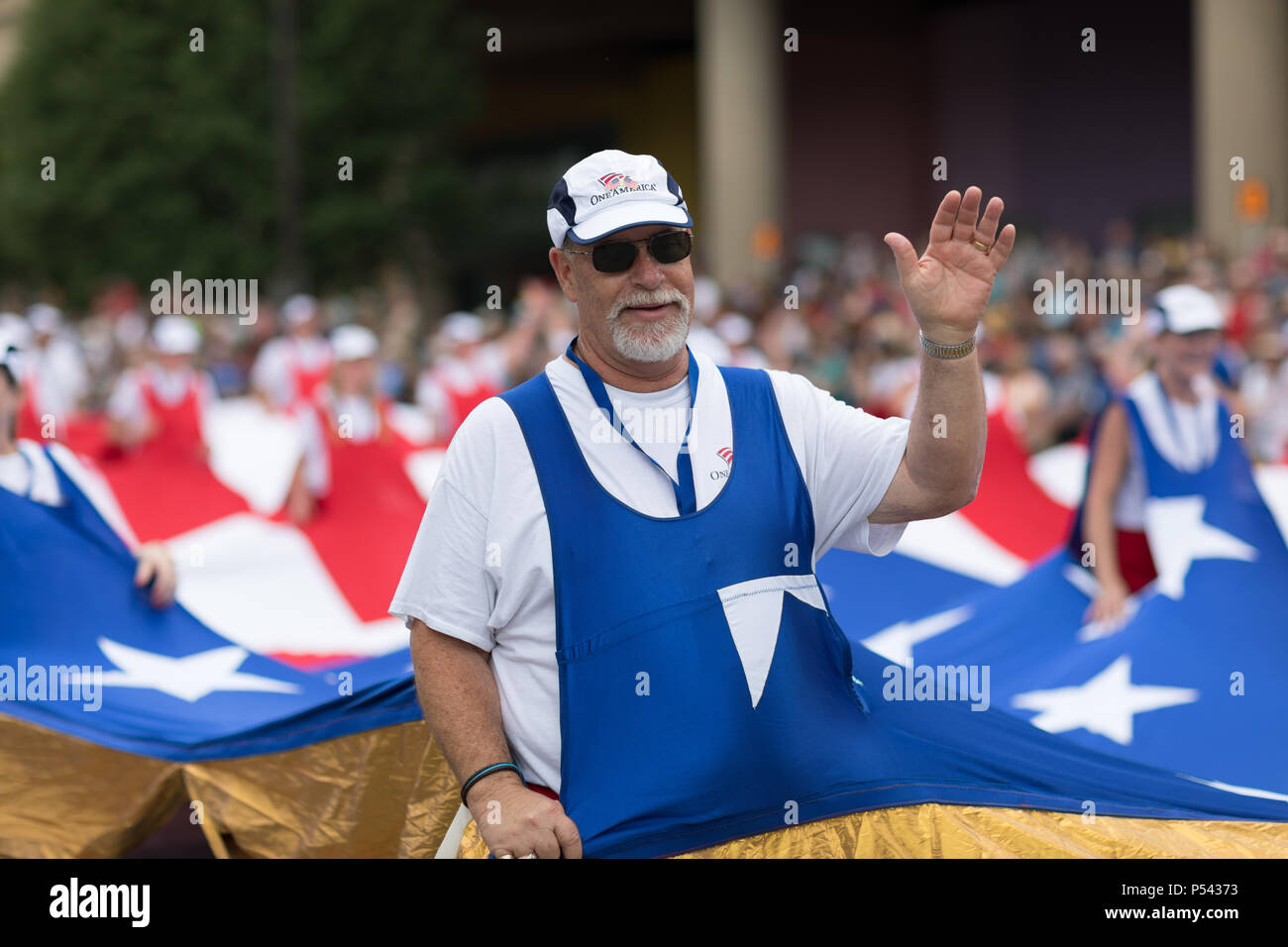 Indianapolis, Indiana, USA - May 26, 2018, People carrying a giant ...
