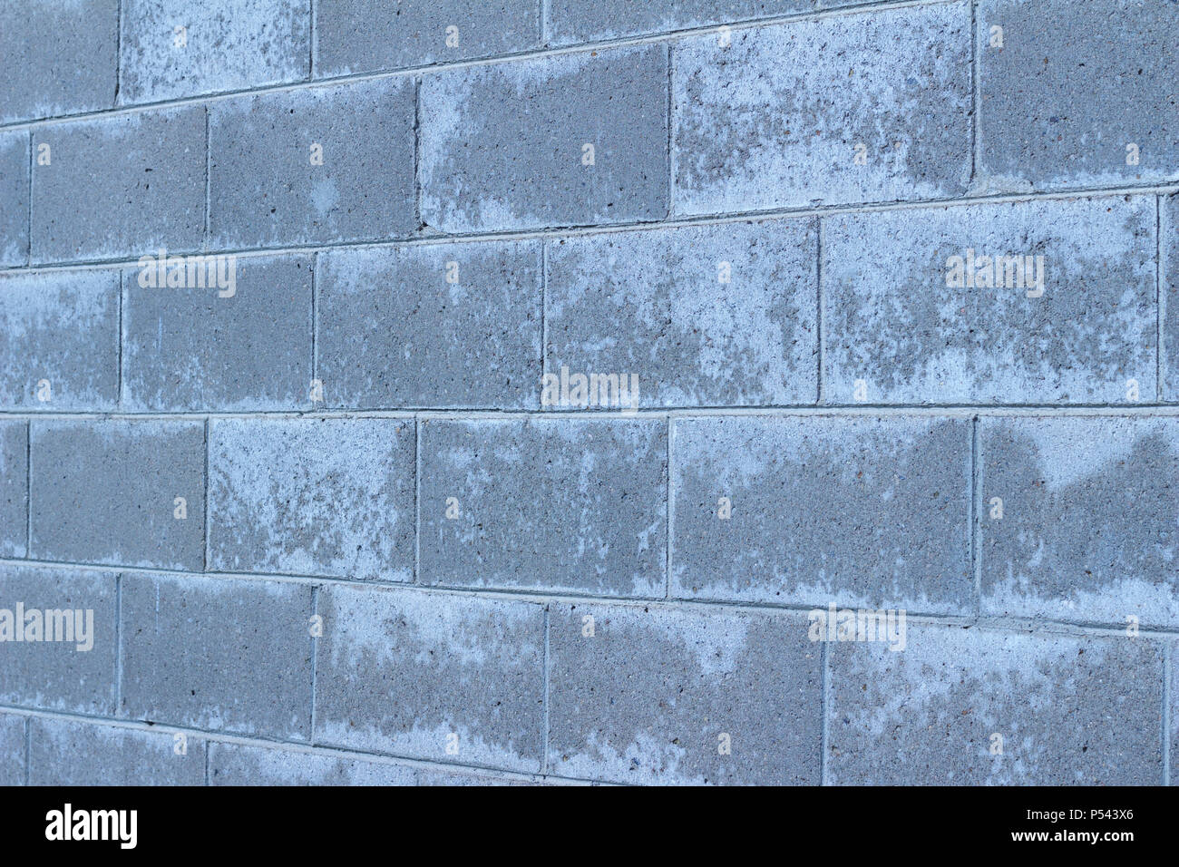 Close-up view of an exterior cinder block cement wall with naturally ...