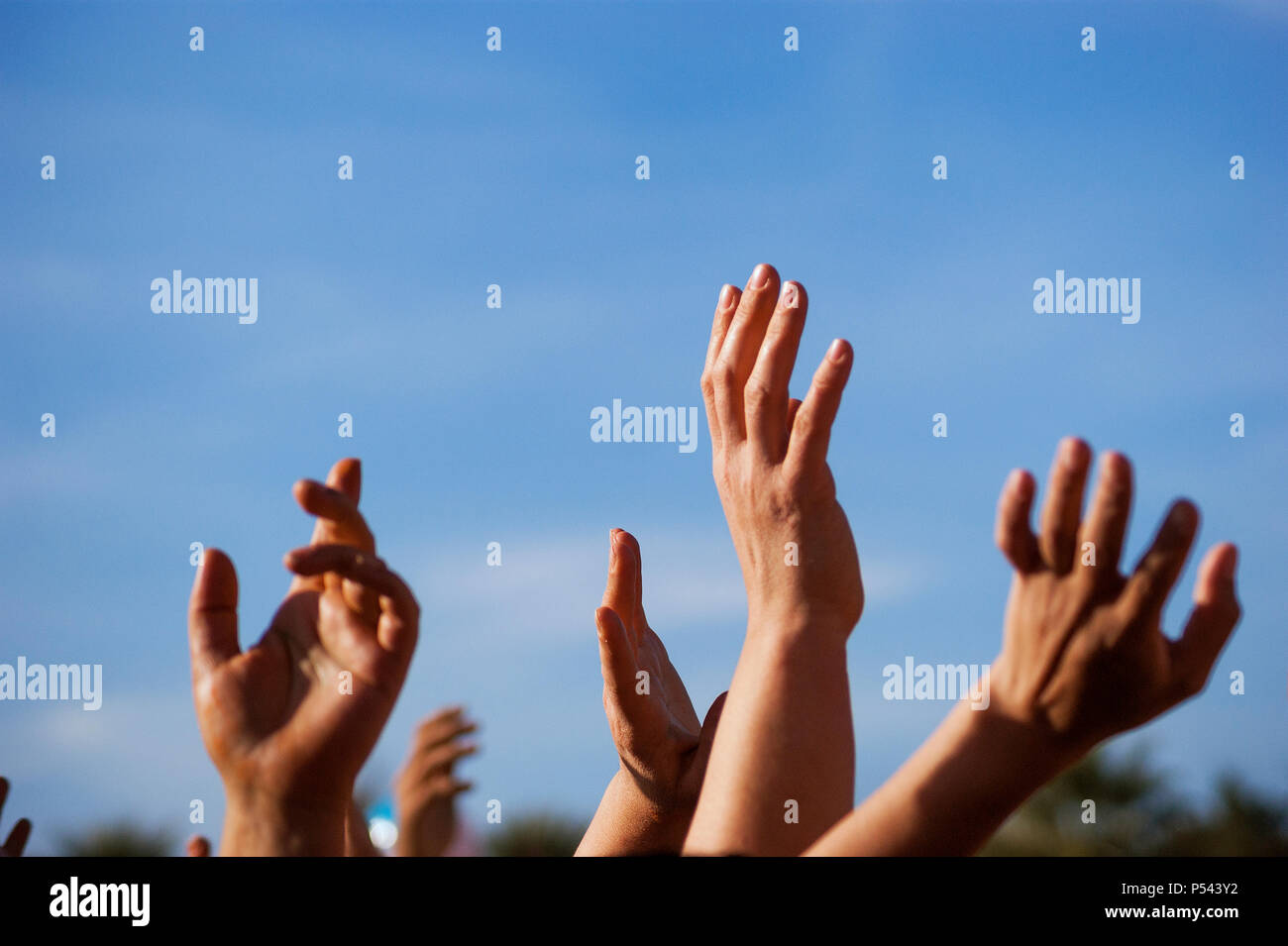 Hands raised protest hi-res stock photography and images - Alamy