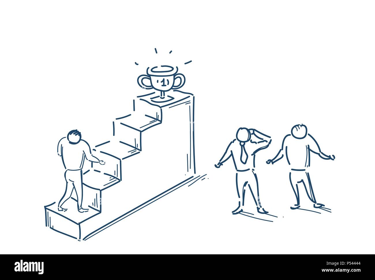 businesspeople team hard working walking up stairs, concept business ...